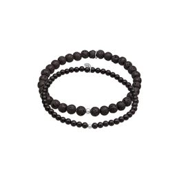 Armkette Kuzzoi "Armband Lava Onyx Edelstein Perlen Set Bead aus 925 Silber" Gr. 230, silber, Armb&auml;nder, Herren, 230, Silber 925 (Sterlingsilber), Armkette