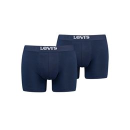 Levi's Boxershorts LEVI'S "LEVIS MEN SLD BASC BOXER BRIEF ORG CO 2P", Herren, Gr. S, blau (navy), Obermaterial: 95% Baumwolle, 5% Elasthan, unifarben, normal, Unterhosen Boxershorts, mit breitem Logobund