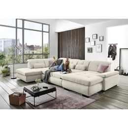 Ecksofa DIE PLANBAR "MP-IN16012 L-Form, mit Federkern-Polsterung", beige (natur), B:371cm H:85cm T:195cm, 85% Polyester;15% Nylon, Sofas, Ecksofa, inkl. Sitztiefenverstellung wahlweise mit weiteren Funktionen