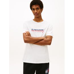 T-Shirt Tommy Jeans "aus Jersey mit Logo", Herren, Gr. XL, beige (ecru), Single Jersey, Obermaterial: 100% Baumwolle, regular fit normal, Shirts T-Shirt