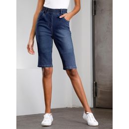 Jeansbermudas Classic Basics, Damen, Gr. 44, Normalgr&ouml;&szlig;en, blau (blau, stone, washed), 81% Baumwolle, 17% Polyester, 2% Elasthan, unifarben, kurz, Jeans Jeansbermudas