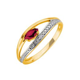 Fingerring Lady Gr. 18, gold (gelbgold 375), Fingerringe, Damen, 18, Metall, Fingerring