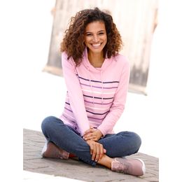Langarmshirt Casual Looks "Shirt", Damen, Gr. 36, rosa (ros&eacute;, geringelt), 100% Baumwolle, gemustert, gestreift, mehrfarbig, Shirts Langarmshirt
