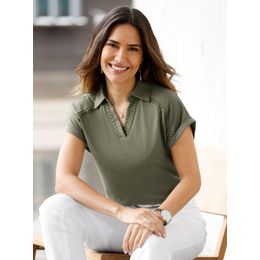 Kurzarmshirt Classic Basics "Shirt", Damen, Gr. 40, khaki, 100% Baumwolle, unifarben, V-Ausschnitt, Shirts Kurzarmshirt