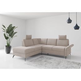 Ecksofa Home Affaire "Rochelle", grau (elefant), B:240cm H:93cm T:216cm, 100% Polyester, Sofas, Ecksofa, wahlweise mit Bettfunktion, Bettkasten und Armteilverstellung