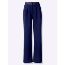 Marlene-Hose Classic Basics, Damen, Gr. 40, Normalgr&ouml;&szlig;en, blau (nachtblau), 100% Polyester, Satin:100% Polyester, unifarben, lang, Hosen Marlene-Hose
