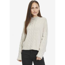 Strickpullover Tamaris, Damen, Gr. 38, braun (tapioca), Obermaterial: 59% Polyacryl, 34% Viskose, 7% Elasthan, loose fit normal, Pullover Strickpullover, mit Strickmuster
