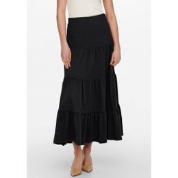 Maxirock Only "ONLMAY MAXI SKIRT", Damen, Gr. S, schwarz, Jersey, Obermaterial: 100% Baumwolle, unifarben, figurbetont kn&ouml;chelfrei, R&ouml;cke Maxirock, Baumwolle, mit Volant