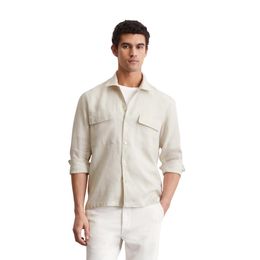 Marc O'Polo Leinenhemd MARC O'POLO, Herren, Gr. L, N-Gr, grau (gray silk), Web, Obermaterial: 100% Leinen, regular fit, Hemden Leinenhemd