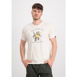 T-Shirt Alpha Industries "Black Cats T-Shirt", Herren, Gr. M, wei&szlig; (vintage wei&szlig;), Obermaterial: 100% Baumwolle, Shirts T-Shirt
