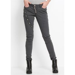 Webhose bonprix, Damen, Gr. 36, N-Gr, grau (anthrazit used), Obermaterial: 97% Baumwolle, 3% Elasthan, skinny fit, Hosen Webhose, enge Passform im Skinny Fit, mit seitlichen Eingriffstaschen