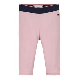 Leggings Tommy Hilfiger "GLOBAL STRIPE LEGG", Jungen, Gr. 86, N-Gr, rosa (precious pink), Jersey, Obermaterial: 93% Baumwolle, 7% Elasthan, unifarben, Basic, schmal lang, Hosen Leggings, mit Logo-Details