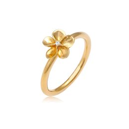 Silberring NENALINA "Ring Frangipani Bl&uuml;te Blume Zirkonia 925 Silber" Gr. 54, gold, Fingerringe, Damen, 54, Silber 925 (Sterlingsilber), Silberring