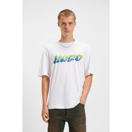 T-Shirt HUGO BLUE "Napolux", Herren, Gr. S, wei&szlig; (wei&szlig;100), Single Jersey, Obermaterial: 100% Baumwolle, unifarben, regular fit normal, Rundhals, Shirts T-Shirt, Rundhalsausschnitt, regular fit, Logodruck