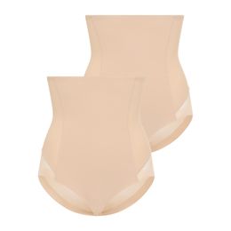 High-Waist-Panty YSABEL MORA, Damen, Gr. L, beige, Obermaterial: 73% Polyamid, 27% Elasthan, figurbetont, Unterhosen High-Waist-Panty, hoch geschnitten, elastisch, starker Shape-Effekt, T&uuml;ll