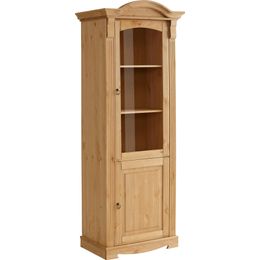 Vitrine OTTO HOME "Anna", beige (natur), B:66cm, Schr&auml;nke, Vitrine, mit Glast&uuml;r, H&ouml;he 188 cm, Massivholz, mit Zierfr&auml;sungen, FSC
