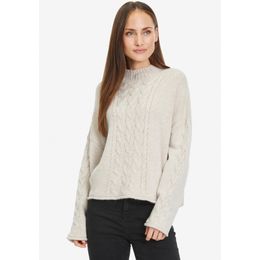 Strickpullover Tamaris, Damen, Gr. 42, braun (tapioca), Obermaterial: 59% Polyacryl, 34% Viskose, 7% Elasthan, loose fit normal, Pullover Strickpullover, mit Strickmuster