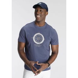 T-Shirt DELMAO, Herren, Gr. XL (56/58), blau (indigo blau), Single Jersey, Obermaterial: 100% Baumwolle, bedruckt, normal, Rundhals, Shirts T-Shirt, Kurzarm, bedruckt, Rundhals, aus Baumwolle, Topseller