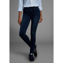 Skinny-fit-Jeans Arizona "Ultra Stretch", Damen, Gr. 46, N-Gr, blau (dunkelblau us), Denim/Jeans, Obermaterial: 63% Baumwolle, 32% Polyester, 5% Elasthan, skinny fit lang, Jeans Skinny-fit-Jeans, skinny-fit, betonte Taille, shaping-Effekt, high Waist