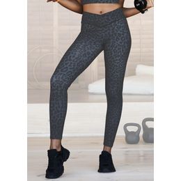 active by Lascana Leggings LASCANA ACTIVE, Damen, Gr. 40/42, N-Gr, bunt (grau, schwarz, leo), Obermaterial: 79% Polyester, 21% Elasthan, figurbetont bodenlang, Hosen Leggings, mit allover Druck, Topseller