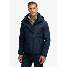 Windbreaker Superdry "HOODED MTN WINDBREAKER JACKET", Herren, Gr. S, richest navy, Web, Obermaterial: 100% Polyester, unifarben, regular fit normal, Jacken Windbreaker