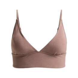 Triangel-Bikini-Top Roxy "Lasca", Damen, Gr. L, Cup B, grau (deep taupe), Obermaterial: 78% Nylon, 9% Nylon, 7, 00% Metall, 6, 00% Elasthan;, Bikini-Oberteile Triangel-Bikini-Top