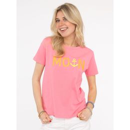T-Shirt Zwillingsherz "MoinZH", Damen, Gr. S, rosa (neon fluo pink), Web, Obermaterial: 92% Baumwolle, 8% Elasthan, normal normal, Rundhals, Shirts T-Shirt, Kurzarm, Rundhalsausschnitt, Stickerei, Baumwollmischung