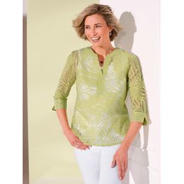 Schlupfbluse Classic Basics, Damen, Gr. 50, gr&uuml;n (pistazie), 100% Polyester, gemustert, V-Ausschnitt, Blusen Schlupfbluse