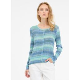 Strickjacke Ragwear "ALWEN", Damen, Gr. M (38), blau (aqua), Strick, Obermaterial: 44% Polyester, 36% Polyacryl, 20% Nylon, gemustert, regular fit normal, Rundhals, Strickjacken Strickjacke