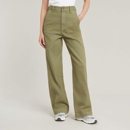 G-Star Raw Chinohose G-STAR "Deck 2.0 High Loose Chino wmn", Damen, Gr. 29, L&auml;nge 32, ensis gr&uuml;n gd, Web, Obermaterial: 98% Baumwolle, 2% Elasthan, unifarben, loose fit normal, Hosen Chinohose, mit Paspeltaschen