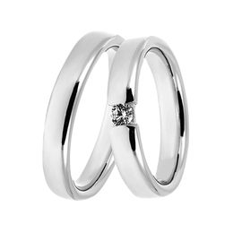 Trauring DOOSTI "Schmuck Geschenk Silber 925 Trauring Ehering Partnerring LIEBE" Gr. 50, silber (silberfarben), Fingerringe, Damen, 50, ohne Zirkonia, Silber 925 (Sterlingsilber), 4mm, Trauring, Made in Germany - wahlweise mit oder ohne Zirkonia