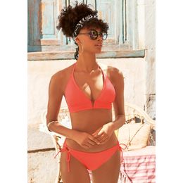 Triangel-Bikini Vivance, Damen, Gr. 38, Cup A/B, orange (koralle), Recycling-Polyamid, unifarben, Bikini-Sets Triangel-Bikini, mit trendigem V-Ausschnitt