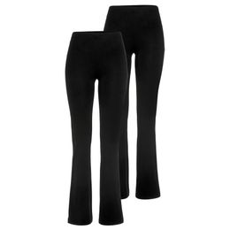 Leggings Flashlights, Damen, Gr. 32/34 (XS), D-Gr, schwarz (schwarz, schwarz), Jersey, Obermaterial: 95% Baumwolle, 5% Elasthan, unifarben, Basic, ausgestellt lang, Hosen Leggings, mit leicht ausgestelltem Bein