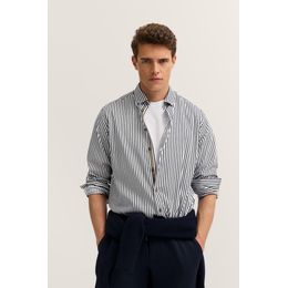 Langarmhemd Bugatti "Easy Care", Herren, Gr. XL, Normalgr&ouml;&szlig;en, 390, marine, 100% Baumwolle, gestreift, normal, eckige 2-Knopf-Manschette, Hemden Langarmhemd, gestreift mit Button-Down und aus Baumwolle