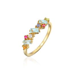 Silberring Elli Premium "Ring Peridot Topas Mondstein Glamour 925 Silber" Gr. 58, gold, Fingerringe, Damen, 58, Silber 925 (Sterlingsilber), Silberring
