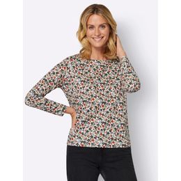 Print-Shirt Inspirationen "Druck-Shirt", Damen, Gr. 44, rot (ecru, rosenholz, bedruckt), 50% Baumwolle, 50% Modal, bedruckt, gebl&uuml;mt, gemustert, mehrfarbig, U-Boot-Ausschnitt, Shirts Print-Shirt