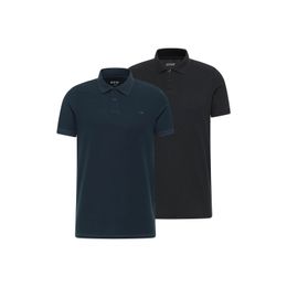 Poloshirt Mustang "Poloshirt Style Palco 2P 2er Pack", Herren, Gr. L, bunt (schwarz, dunkelblau), Obermaterial: 100% Baumwolle CO(Bio)., Shirts Poloshirt