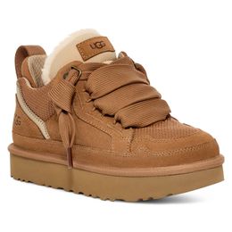 UGG Australia Plateausneaker UGG "LOWMEL", Damen, Gr. 6 (37), chestnut, Textil, Veloursleder, Schuhe Plateausneaker, Midcut Sneaker, Schn&uuml;rschuh mit gepolstertem Schaftrand
