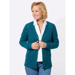 Strickjacke Classic Basics, Damen, Gr. 48, bunt (aquapetrol, meliert), 75% Polyacryl, 20% Polyester, 5% Polyamid, meliert, Strickjacken Strickjacke