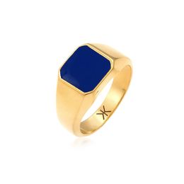 Siegelring Kuzzoi "Ring Herren Siegelring Emaille Blau Basic 925 Silber" Gr. 60, gold, Fingerringe, Herren, 60, ohne Stein, Silber 925 (Sterlingsilber), 11mm, Siegelring