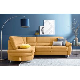 Sit & More Ecksofa SIT & MORE "Cardoso L-Form", gelb (senf), B:250cm H:90cm T:175cm, Luxus-Microfaser (90% Polyester, 10% Polyamid);Flachgewebe (100% Polyester);Struktur (100% Polyester), Sofas, Ecksofa, mit Federkern, wahlweise mit Bettfunktion und Schubkasten