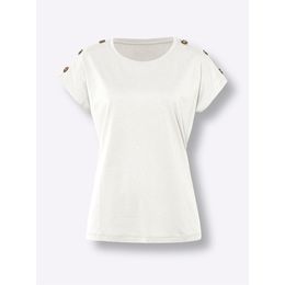 Kurzarmshirt Classic Basics "Kurzarm-Shirt", Damen, Gr. 48, beige (ecru), 100% Baumwolle, unifarben, Rundhals, Shirts Kurzarmshirt