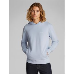 Kapuzensweatshirt Calvin Klein "MICRO LOGO HOODIE", Herren, Gr. XL, blau (zen blau), Sweatware, Obermaterial: 65% Baumwolle, 35% Polyester, unifarben, normal h&uuml;ftlang, B&uuml;ndchen, Sweatshirts Kapuzensweatshirt, mit K&auml;ngurutasche