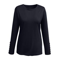 Langarmshirt Classic Basics "Shirt", Damen, Gr. 56, schwarz, 100% Baumwolle, unifarben, Rundhals, Shirts Langarmshirt