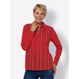 Poloshirt Classic Basics "Poloshirt", Damen, Gr. 48, rot (rot, graphit, bedruckt), 100% Baumwolle, gemustert, mehrfarbig, Shirts Poloshirt