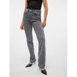 V&eacute;ro Moda Gerade Jeans VERO MODA "VMTESSA HR STRAIGHT JEANS RA206 GA NOOS", Damen, Gr. 30, L&auml;nge 30, blau (medium grau denim), Denim/Jeans, Obermaterial: 99% Baumwolle, 1% Elasthan, unifarben, Jeans Gerade Jeans