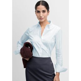 Hemdbluse Cinque "CIBRAVO", Damen, Gr. 40, blau (hellblau), Web, Obermaterial: 73% Baumwolle, 24% Polyamid, 3% Elasthan, unifarben, klassisch normal, Rundhals, eingesetzt gerader Abschluss, Blusen Hemdbluse, Mit Markenlabelpl&auml;ttchen am Saum