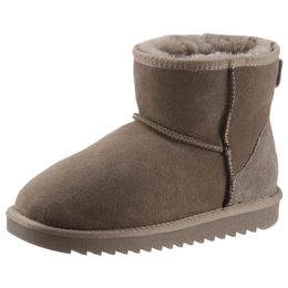 Schlupfboots Ara "Alaska Classic Short", Damen, Gr. 36, grau (taupe classic short), Lammfell, Veloursleder, unifarben, Schuhe Schlupfboots, Winterboots zum Schlupfen in bequemer Weite G (=weit)