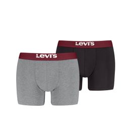 Levi's Boxershorts LEVI'S "LEVIS MEN SLD BASC BOXER BRIEF ORG CO 2P", Herren, Gr. S, grau (grau, schwarz), Obermaterial: 95% Baumwolle, 5% Elasthan, normal, Unterhosen Boxershorts, mit breitem Logobund
