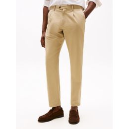 Chinohose Tommy Hilfiger "HARLEM CHINO SATIN", Herren, Gr. 32, L&auml;nge 34, braun (camel), Web, Obermaterial: 98% Baumwolle, 2% Elasthan, unifarben, l&auml;ssig geschnitten normal, Hosen Chinohose, Relaxed fit, Bundfalten